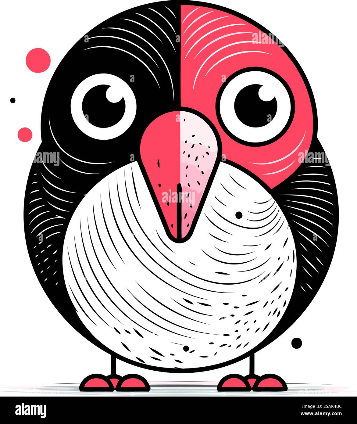 Cute cartoon penguin with big eyes and beak. Vector illustration Stock ...