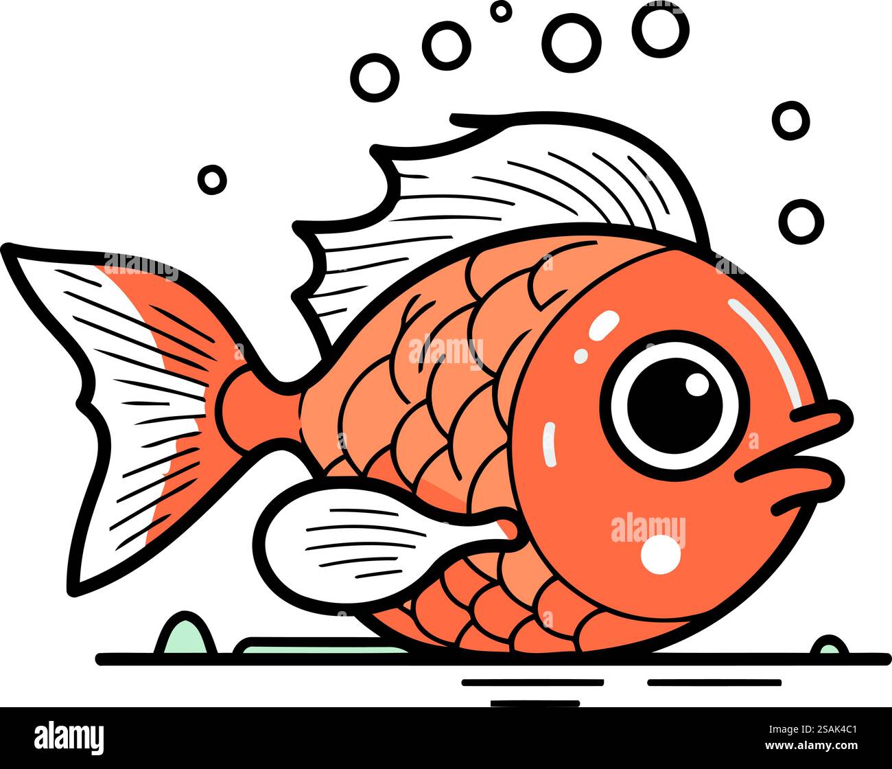 Cartoon fish. Vector illustration. Isolated on white background Stock ...