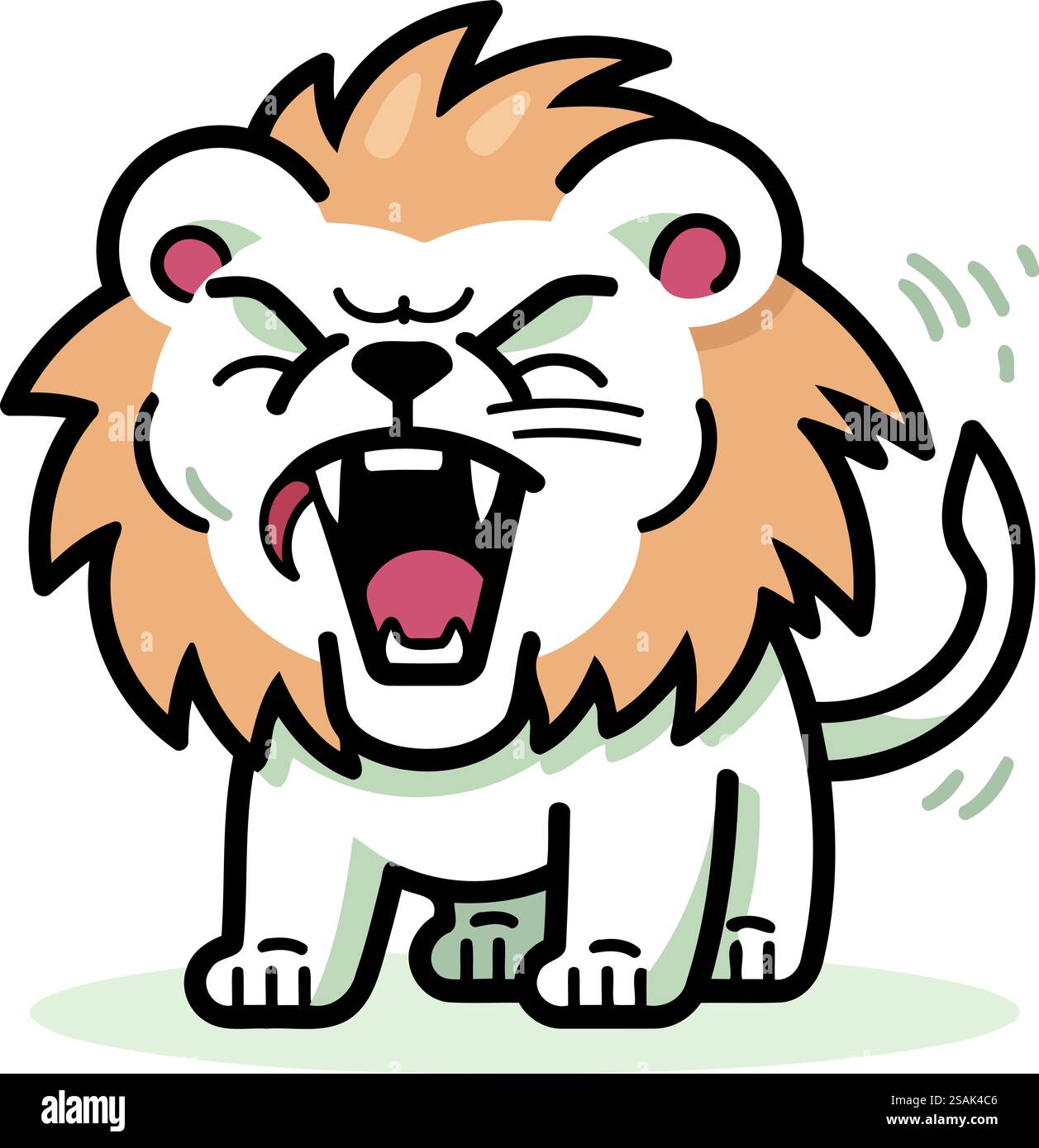 Angry Lion Vector Illustration. Cartoon Style. Isolated On White ...