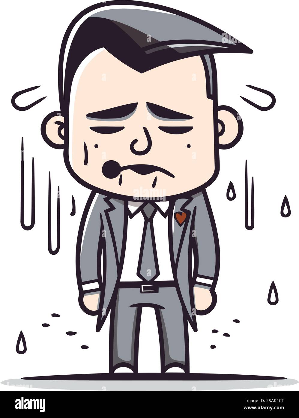 Businessman feeling sad and crying. Vector illustration in cartoon ...