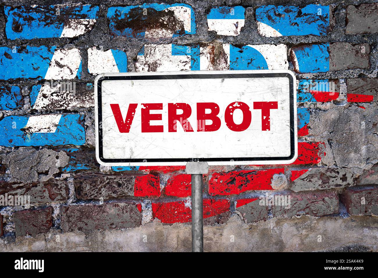 Germany - January 30, 2025: PHOTOMONTAGE, sign with inscription: Ban ...