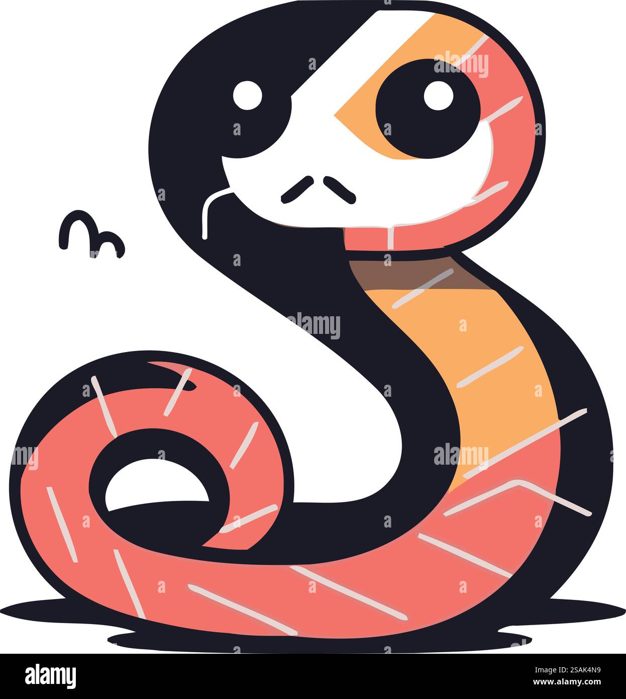 Cute cartoon snake. Vector illustration. Isolated on white background ...