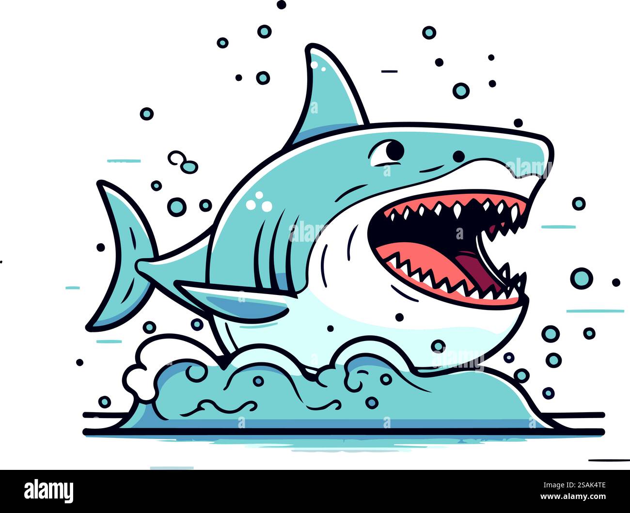 Shark. Vector illustration in cartoon style. Isolated on white ...
