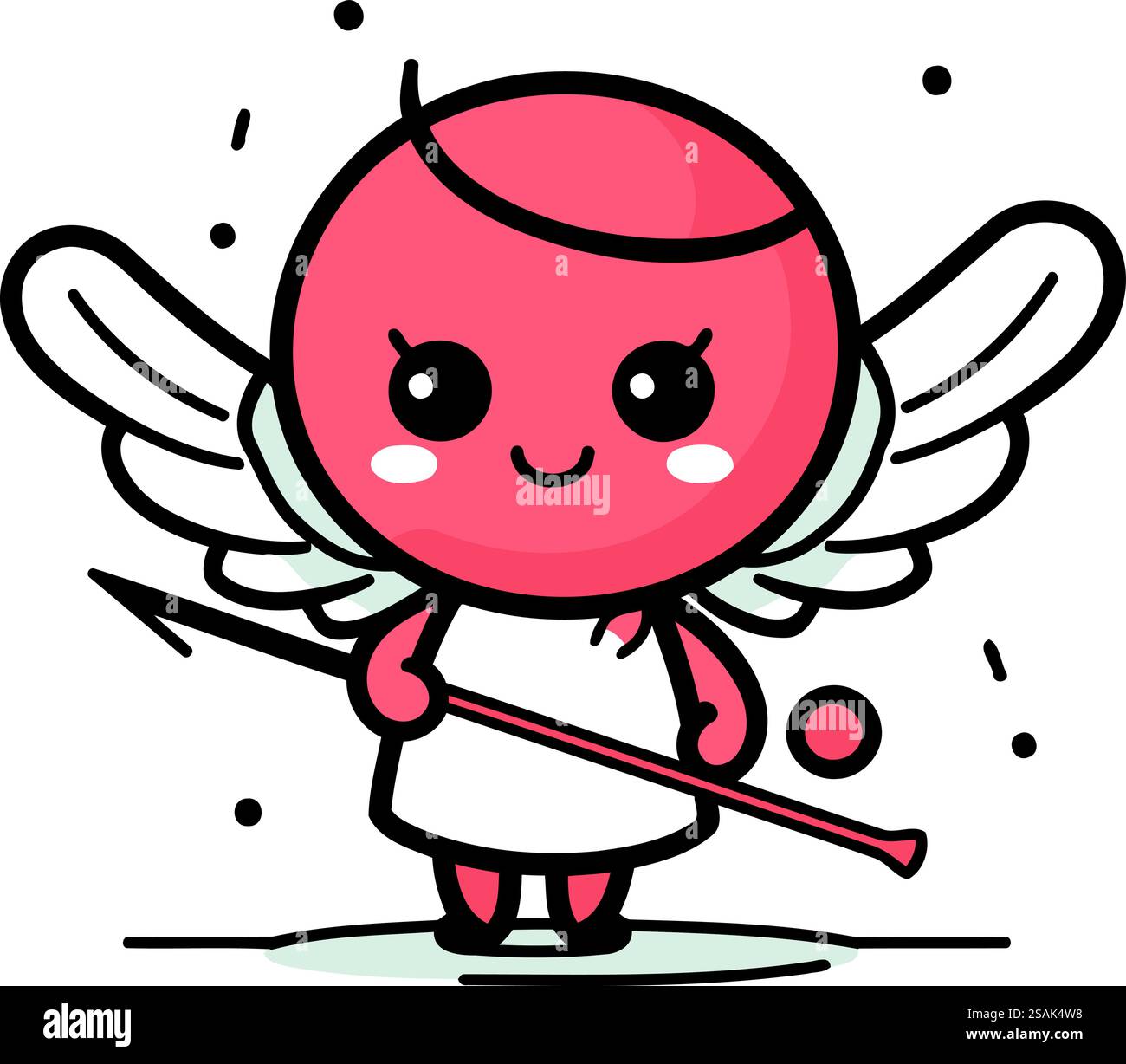 Cute cupid character with bow and arrow. Vector illustration Stock ...