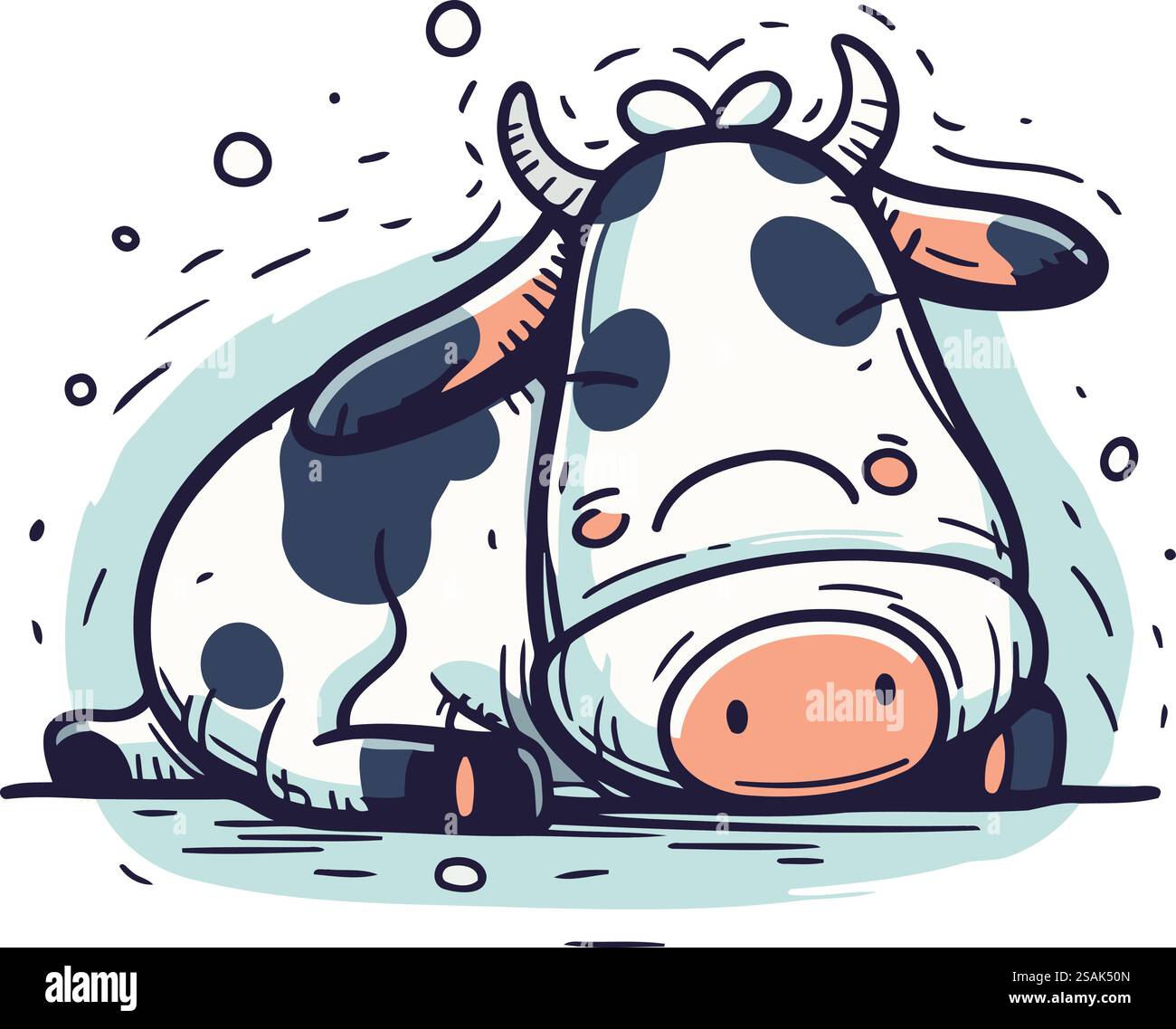 Cute cartoon cow. Vector hand drawn illustration of a cow Stock Vector ...