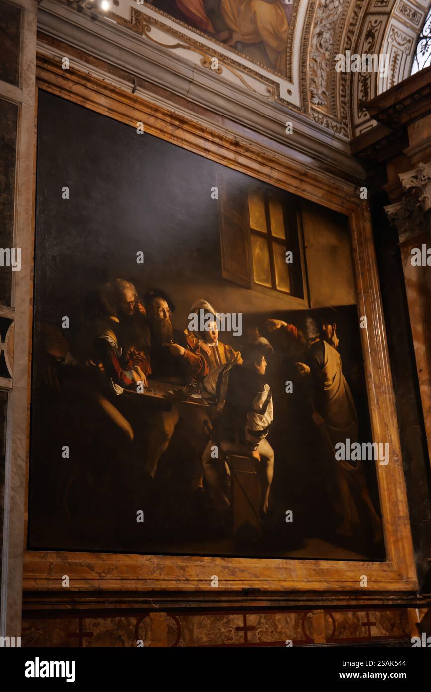 CALLING OF SAINT MATTHEW PAINTING BY CARAVAGGIO INSIDE THE CONTARELLI ...