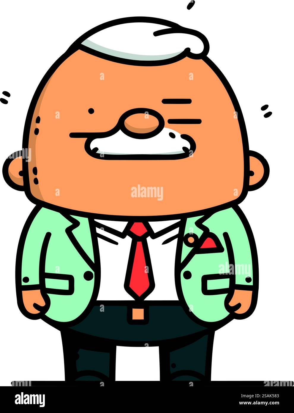 Cartoon illustration of old man in business suit. Vector illustration ...