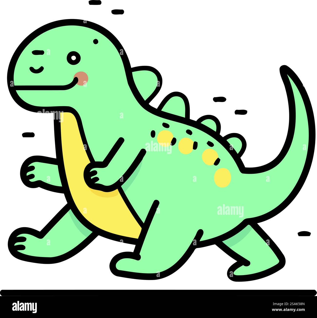 Cute cartoon dinosaur running. Vector illustration in a flat style ...