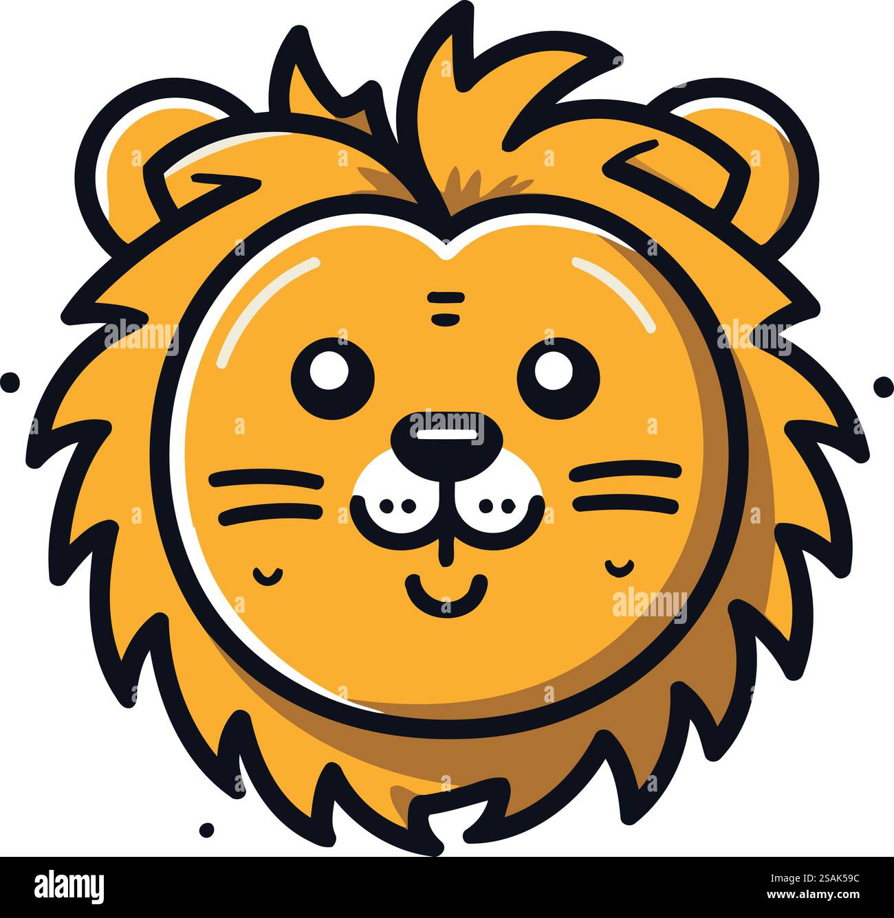 Cute cartoon lion face. Vector illustration isolated on white ...