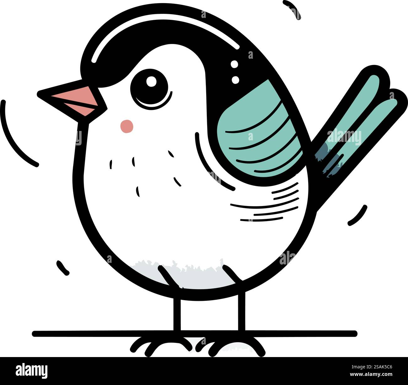 Cute little bird. Hand drawn vector illustration in cartoon style Stock ...