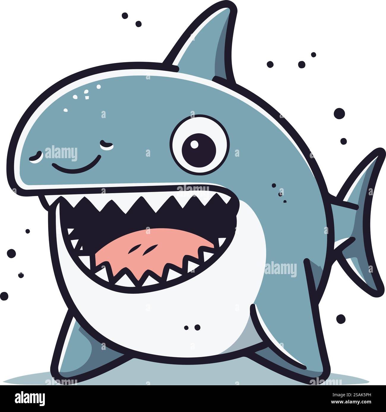 Shark funny cartoon character. Vector illustration of a cute cartoon ...