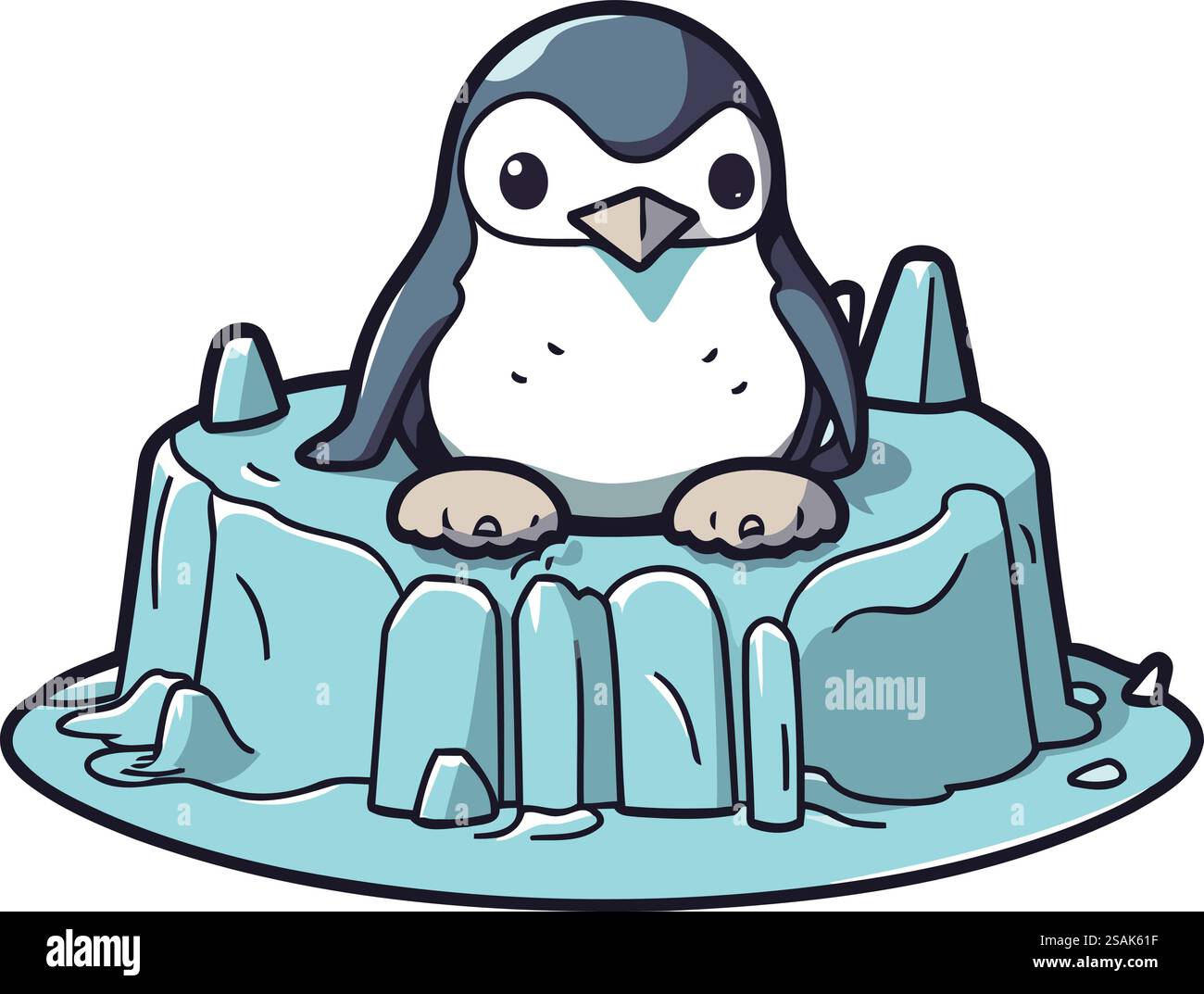cute penguin on ice floe cartoon vector illustration graphic design ...