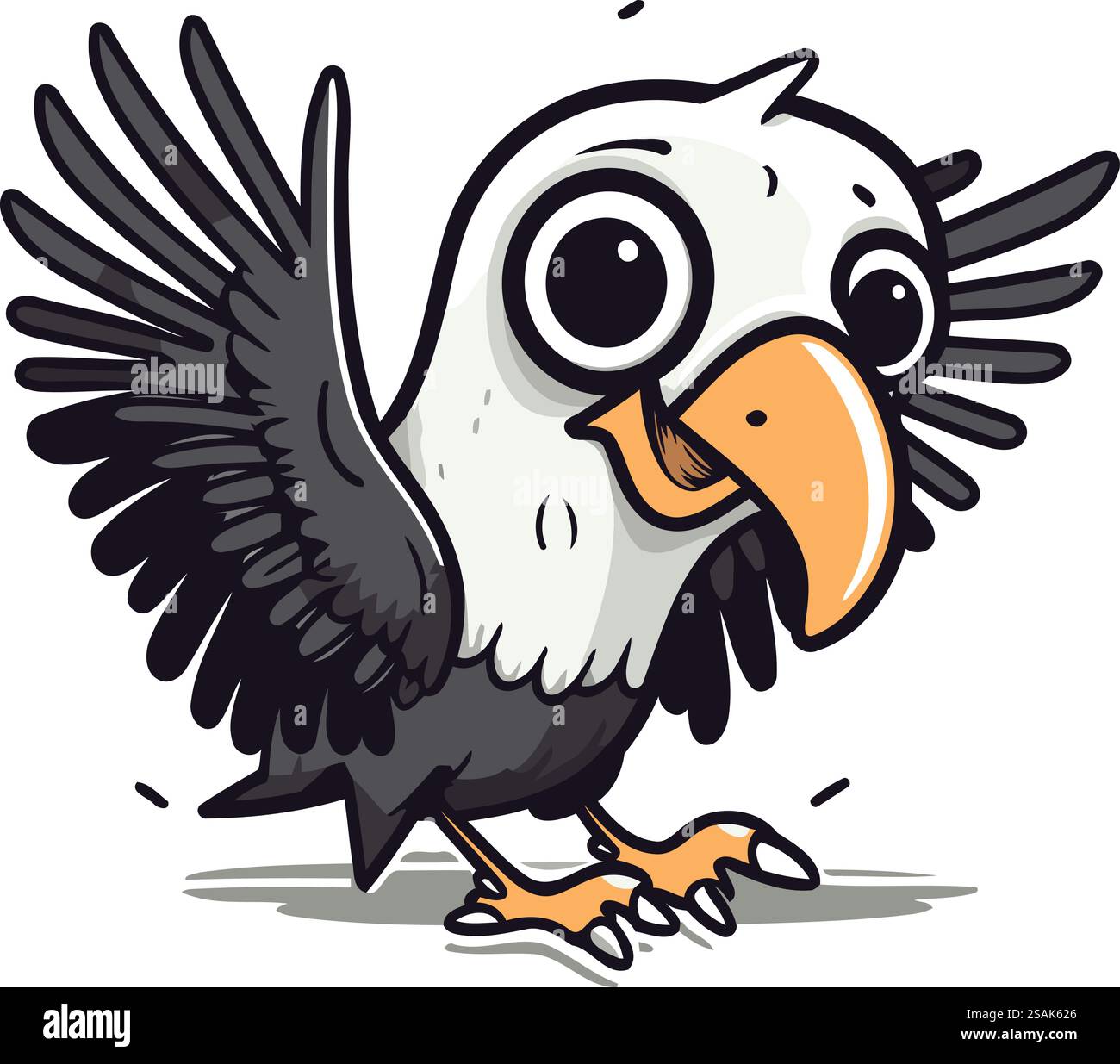 Cute cartoon bald eagle. Vector illustration isolated on white ...