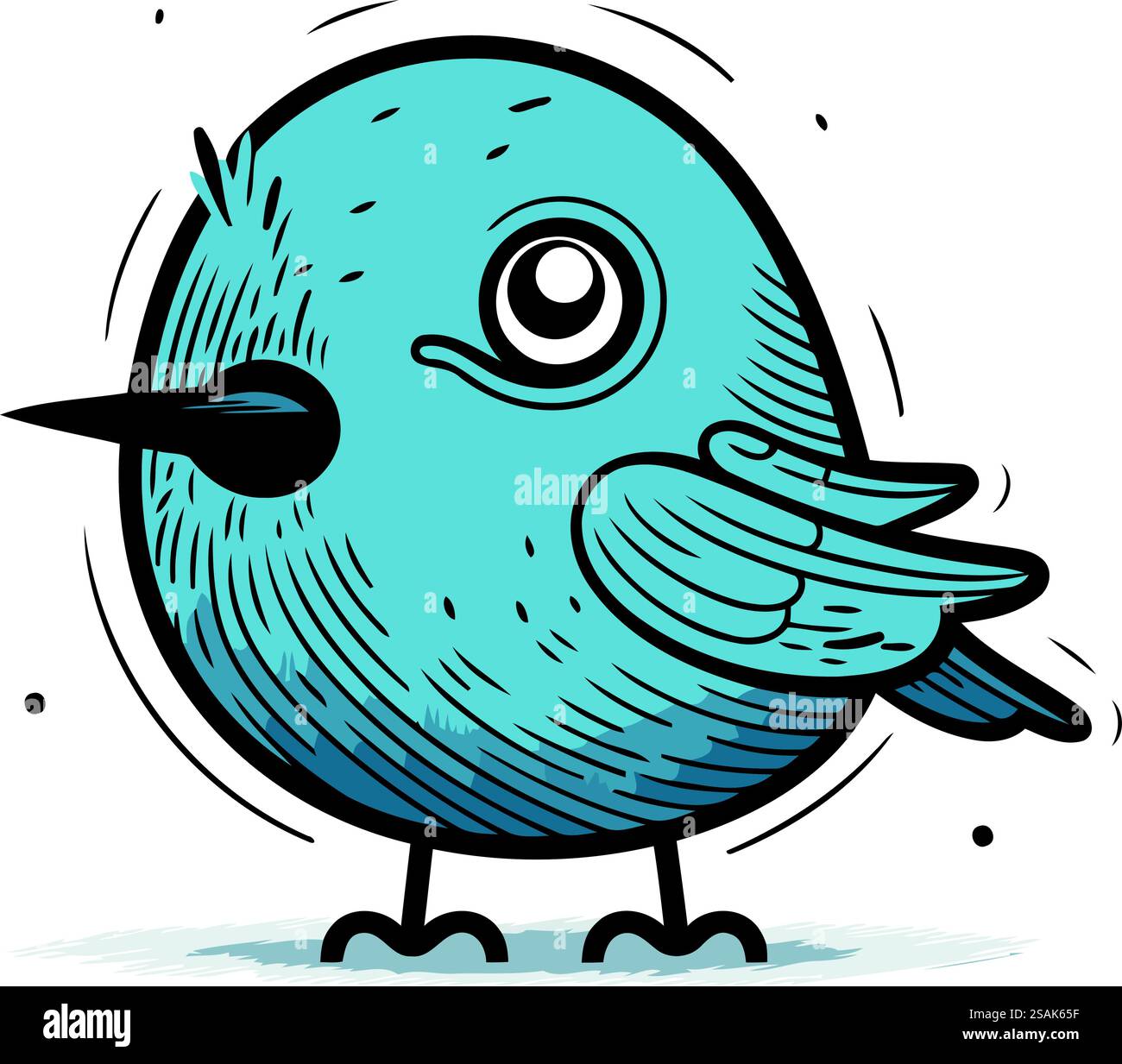 Cute cartoon blue bird. Vector illustration. Isolated on white ...