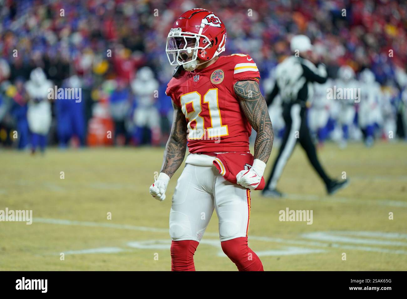 Kansas City Chiefs wide receiver Nikko Remigio celebrates a punt return ...