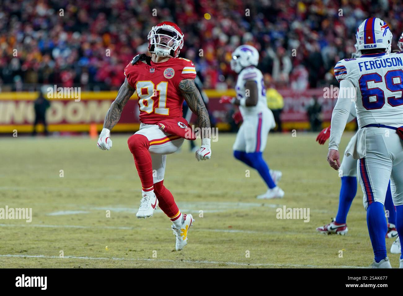 Kansas City Chiefs wide receiver Nikko Remigio celebrates a punt return ...