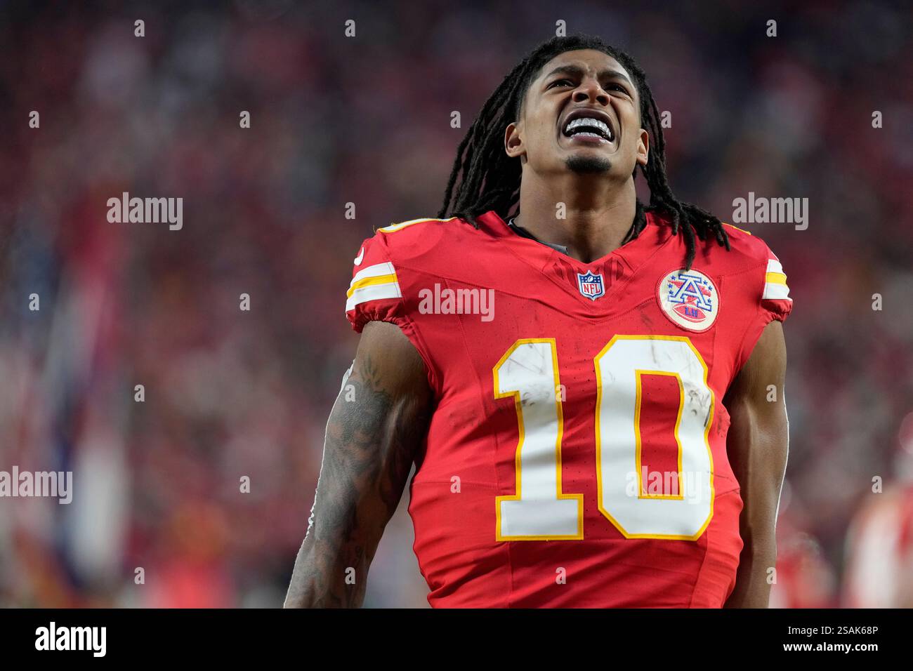Kansas City Chiefs running back Isiah Pacheco gets pumped for an AFC ...
