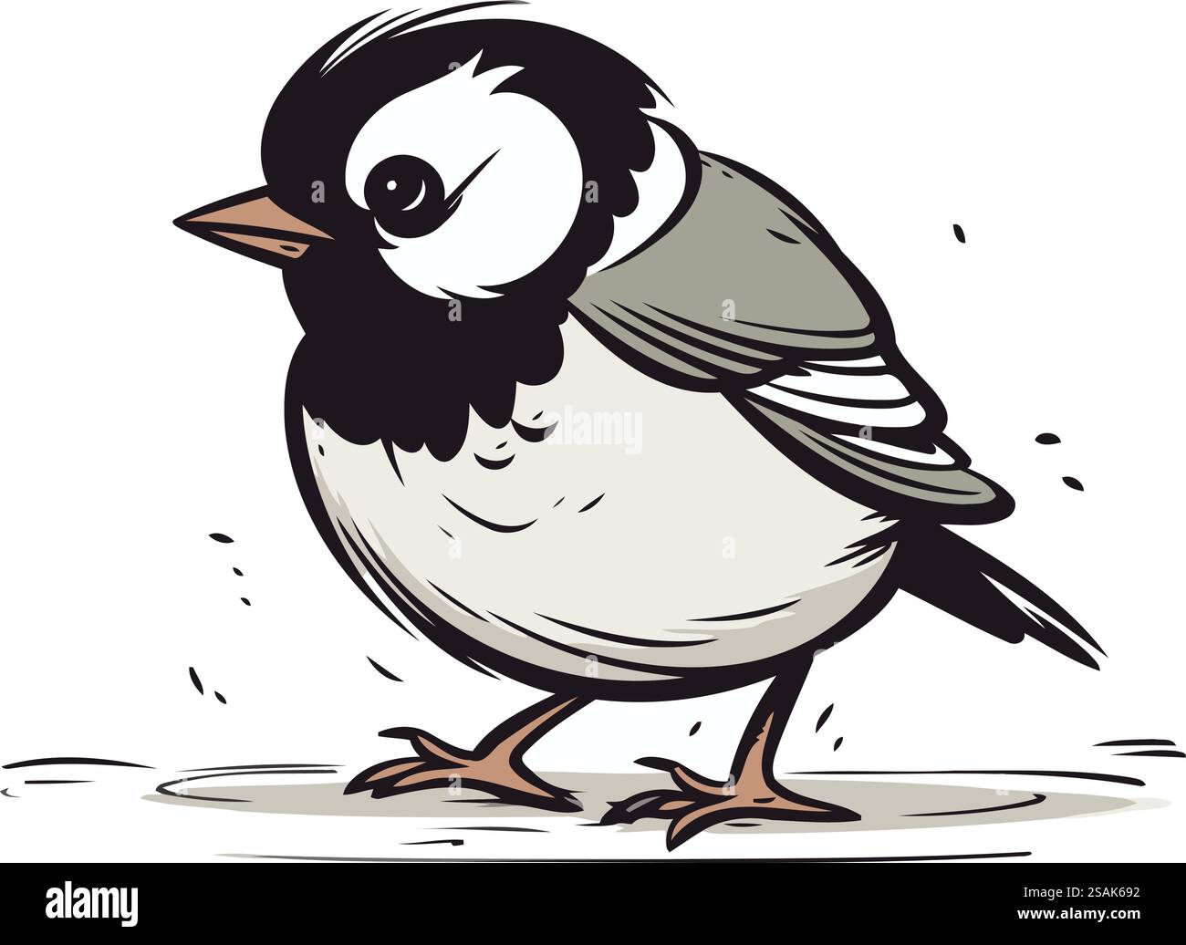 Cartoon titmouse isolated on a white background. Vector illustration ...