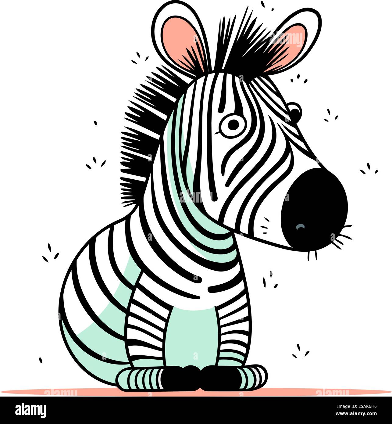 Zebra. Cute cartoon character. Hand drawn vector illustration Stock ...