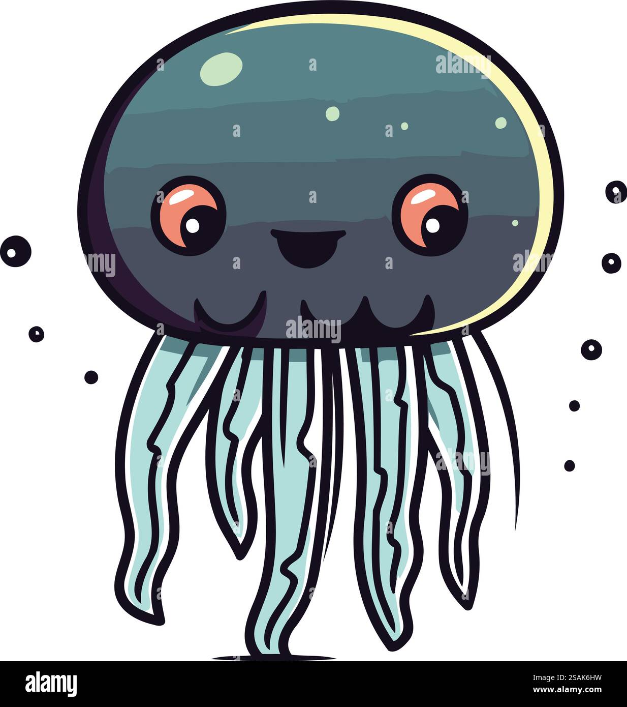Cartoon jellyfish. Vector illustration of a cute cartoon jellyfish ...