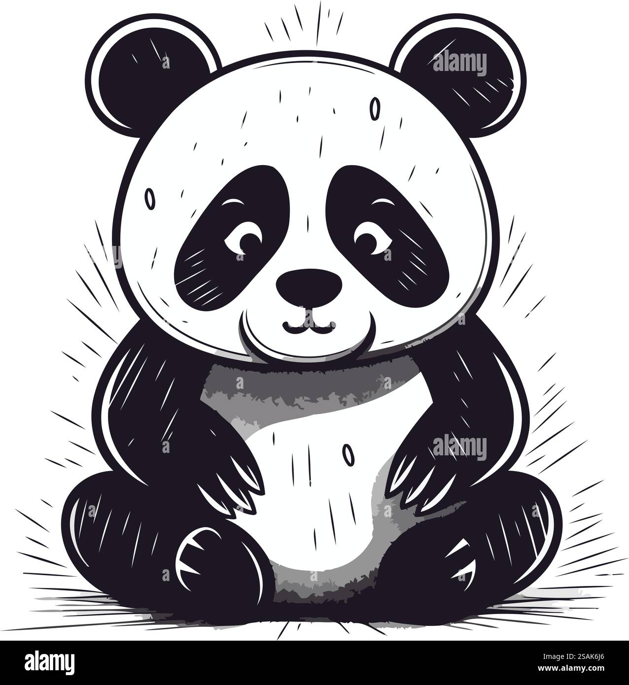 Cute panda cartoon vector illustration. Hand drawn panda Stock Vector ...