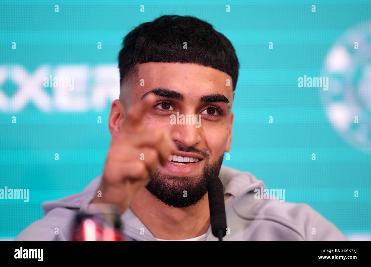 Adam Azim during a press conference at BOXPARK Wembley, London. Picture ...