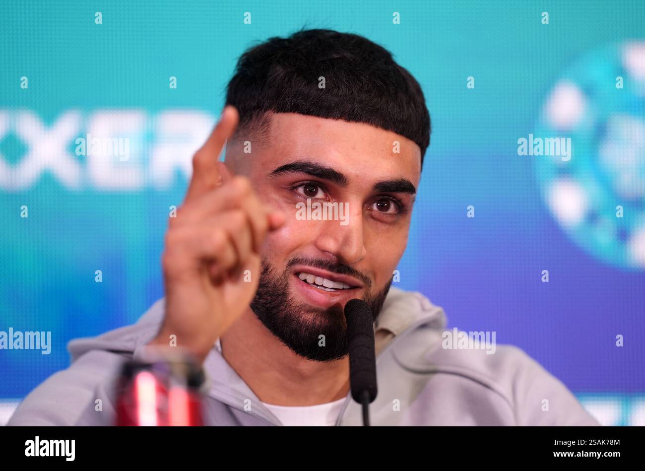 Adam Azim during a press conference at BOXPARK Wembley, London. Picture ...