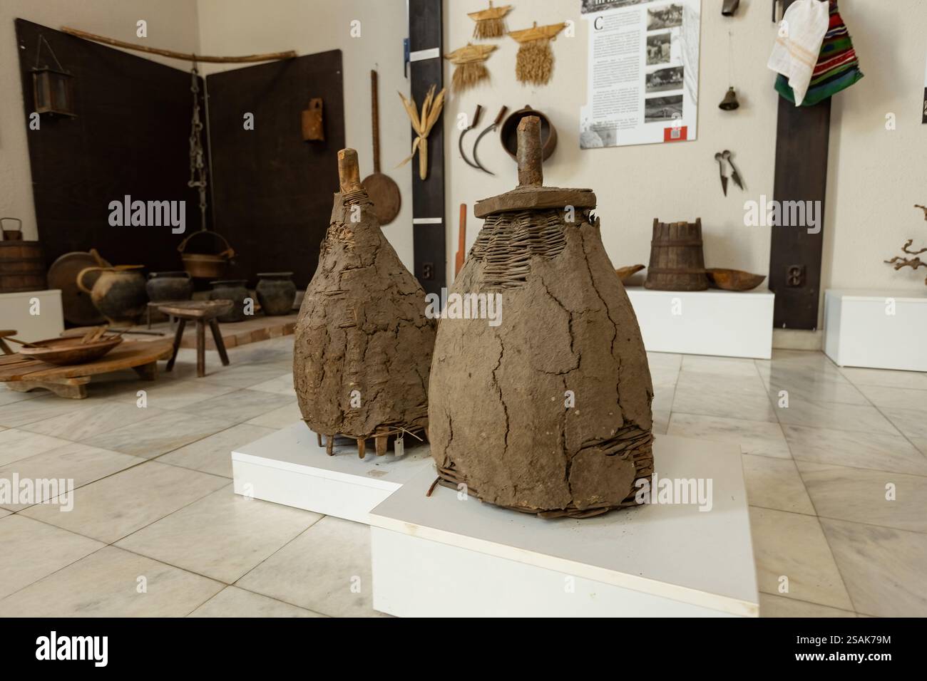 Ancient bee hives in the National museum of Arandelovac Serbia Stock ...