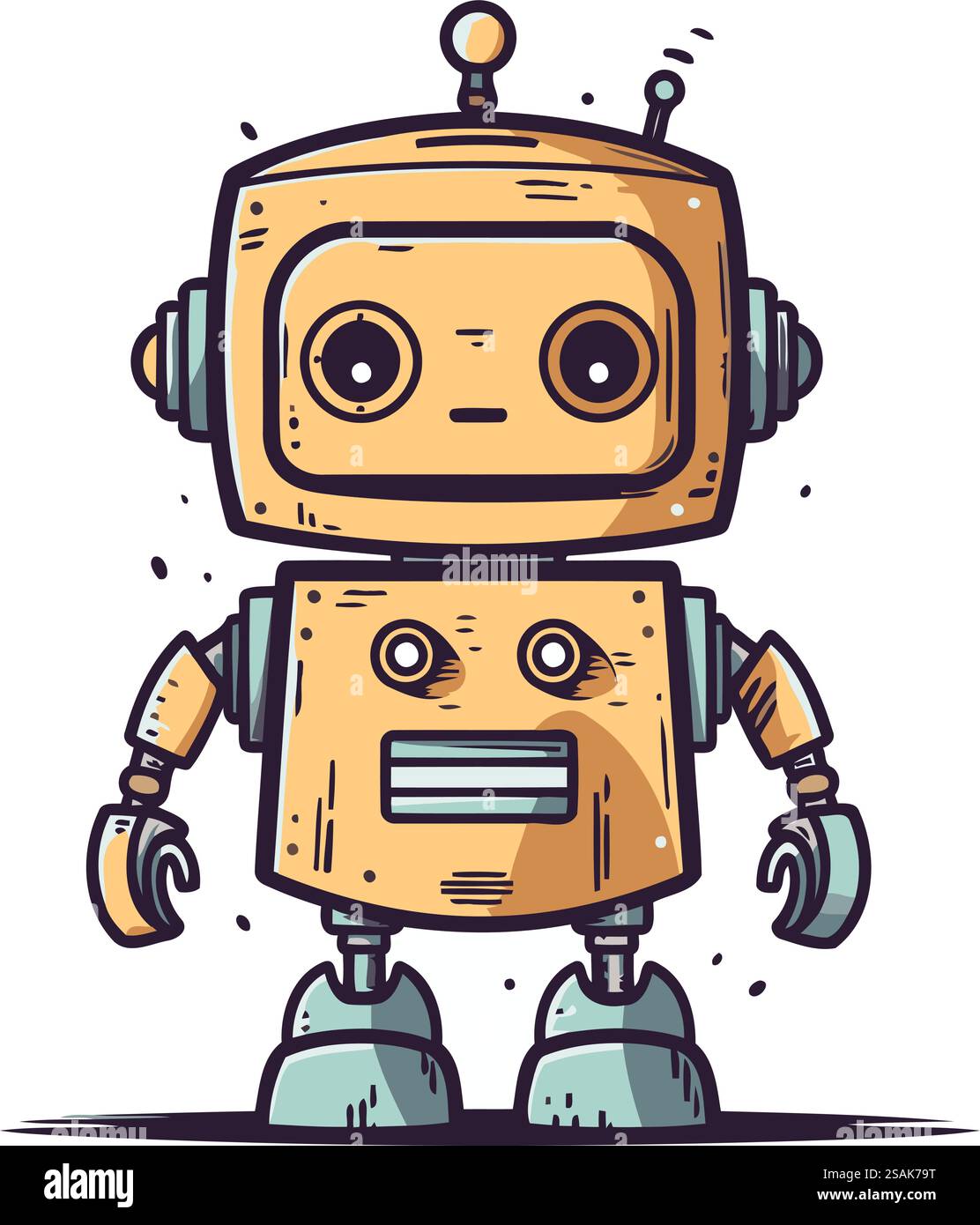 Cute cartoon robot. Vector illustration. Isolated on white background ...