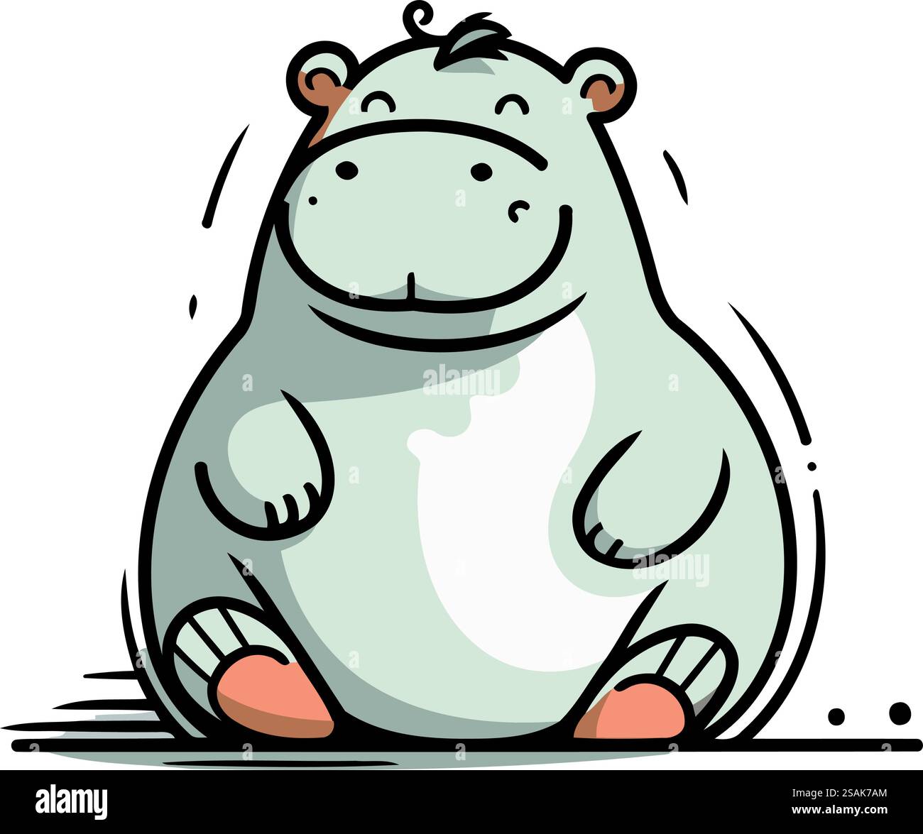 Hippopotamus. Cute cartoon animal. Vector illustration Stock Vector ...
