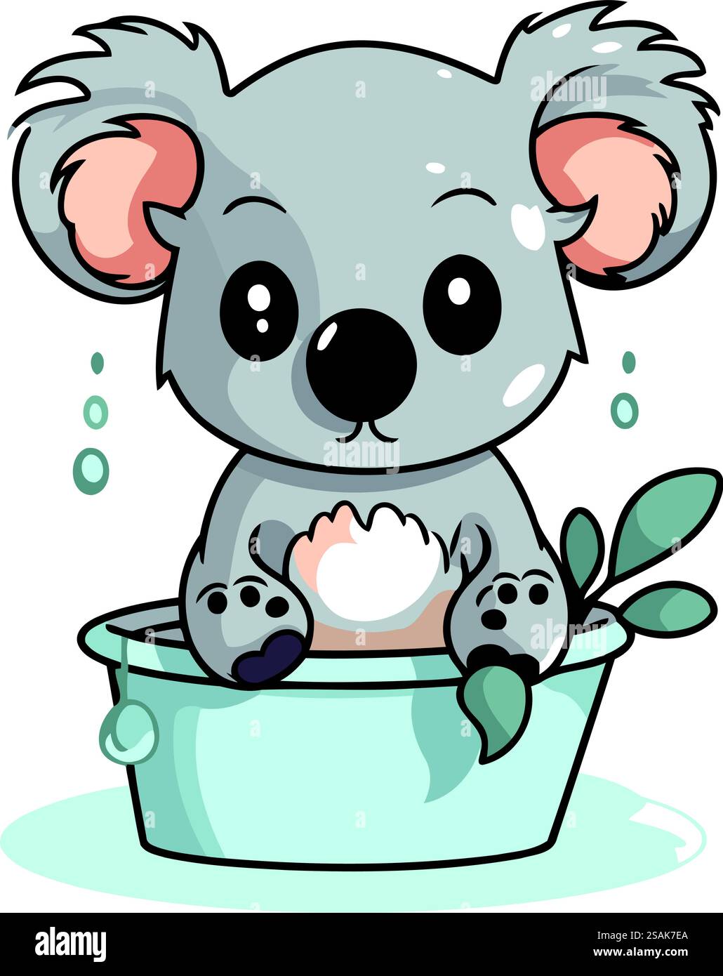 Cute koala taking a bath in the bathtub. Vector illustration Stock ...