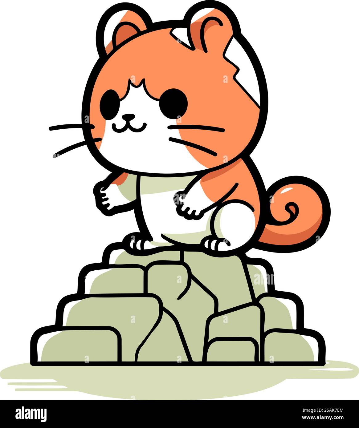 Cute cartoon hamster sitting on a stone. Vector illustration Stock ...