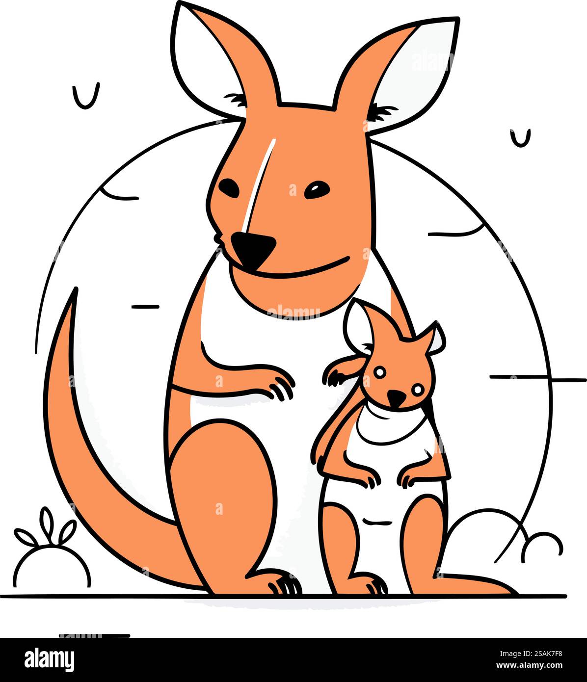 Cute kangaroo with baby kangaroo. Vector illustration Stock Vector ...