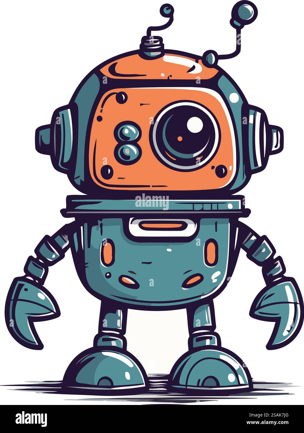Cute cartoon robot. Vector illustration. Isolated on white background ...