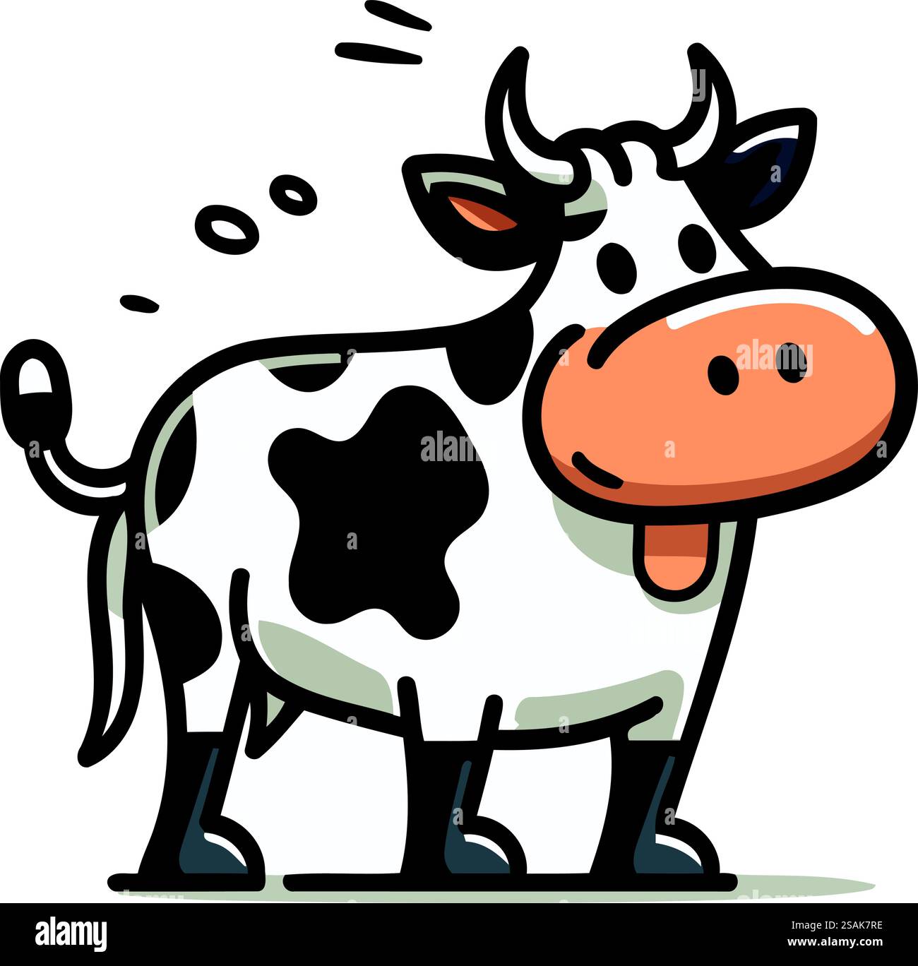 Cartoon cow on white background. Vector illustration in a flat style ...
