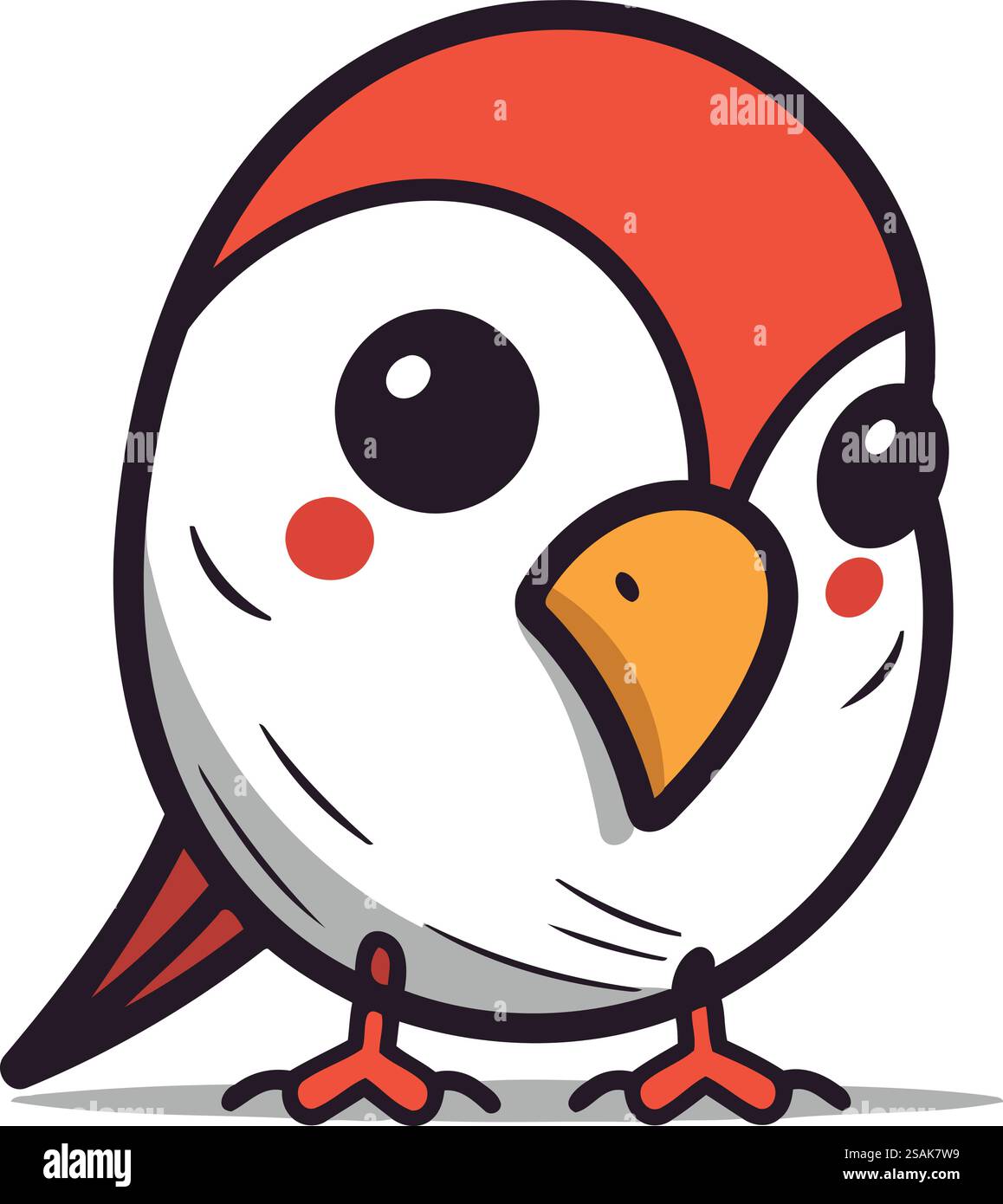 Cute bird in red hat. Cartoon vector illustration isolated on white ...