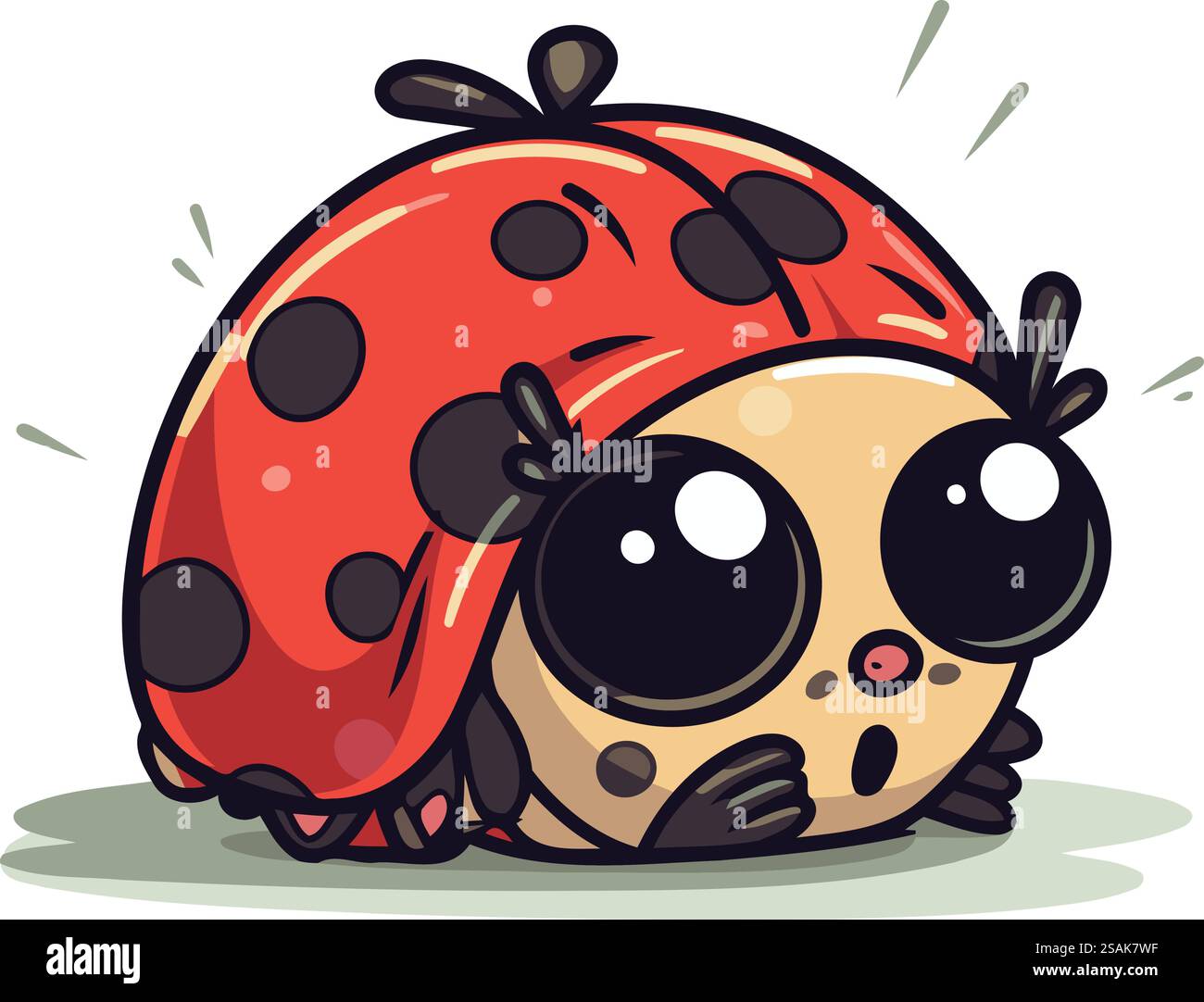 Cute cartoon ladybug isolated on white background. Vector illustration ...