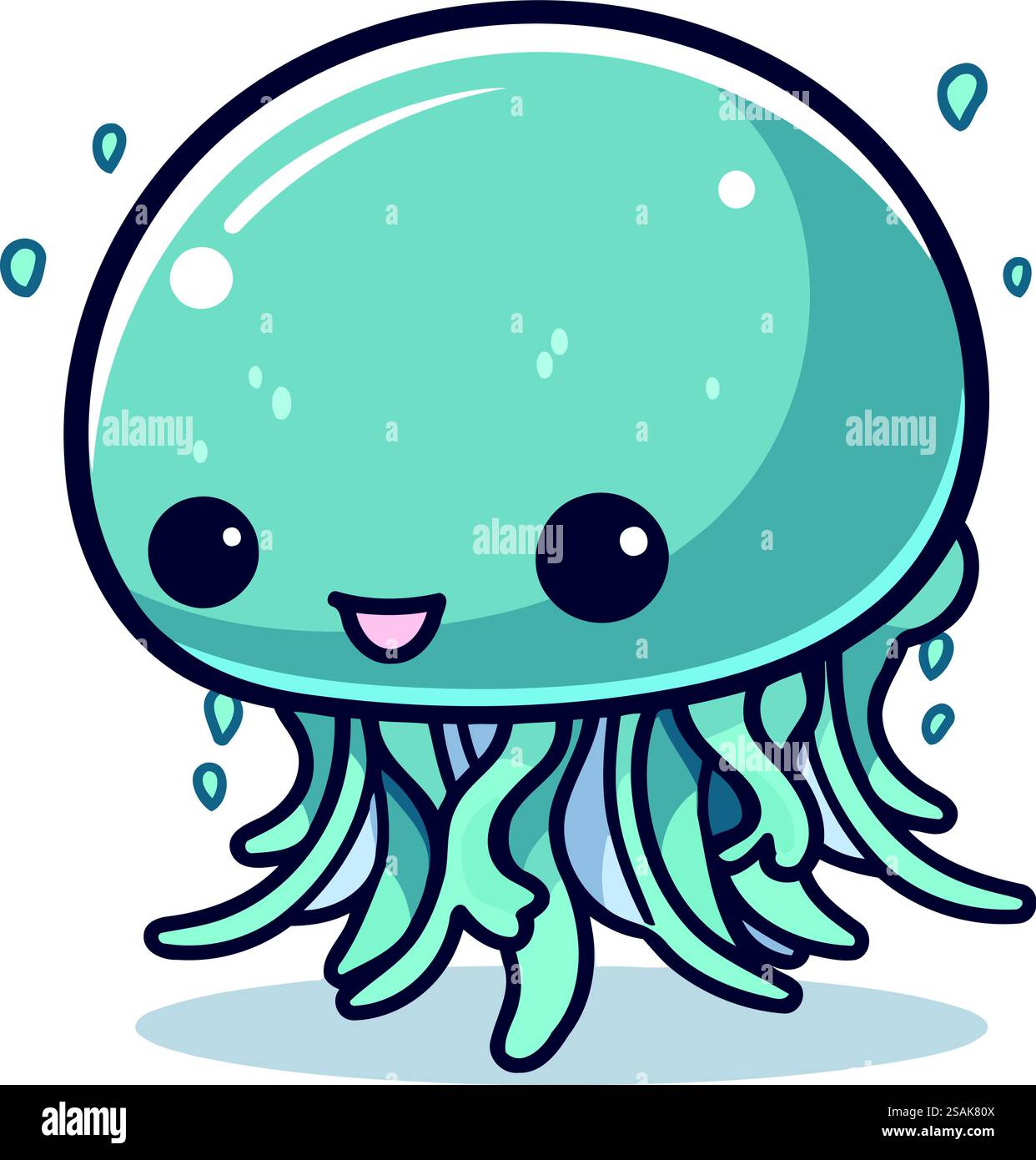 Cute jellyfish cartoon character vector illustration. Cute cartoon ...