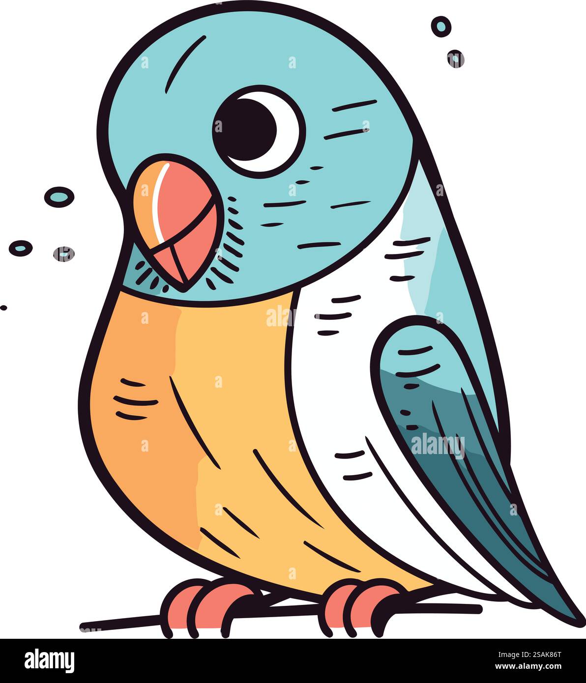 Cute cartoon parrot. Hand drawn vector illustration for kids Stock ...
