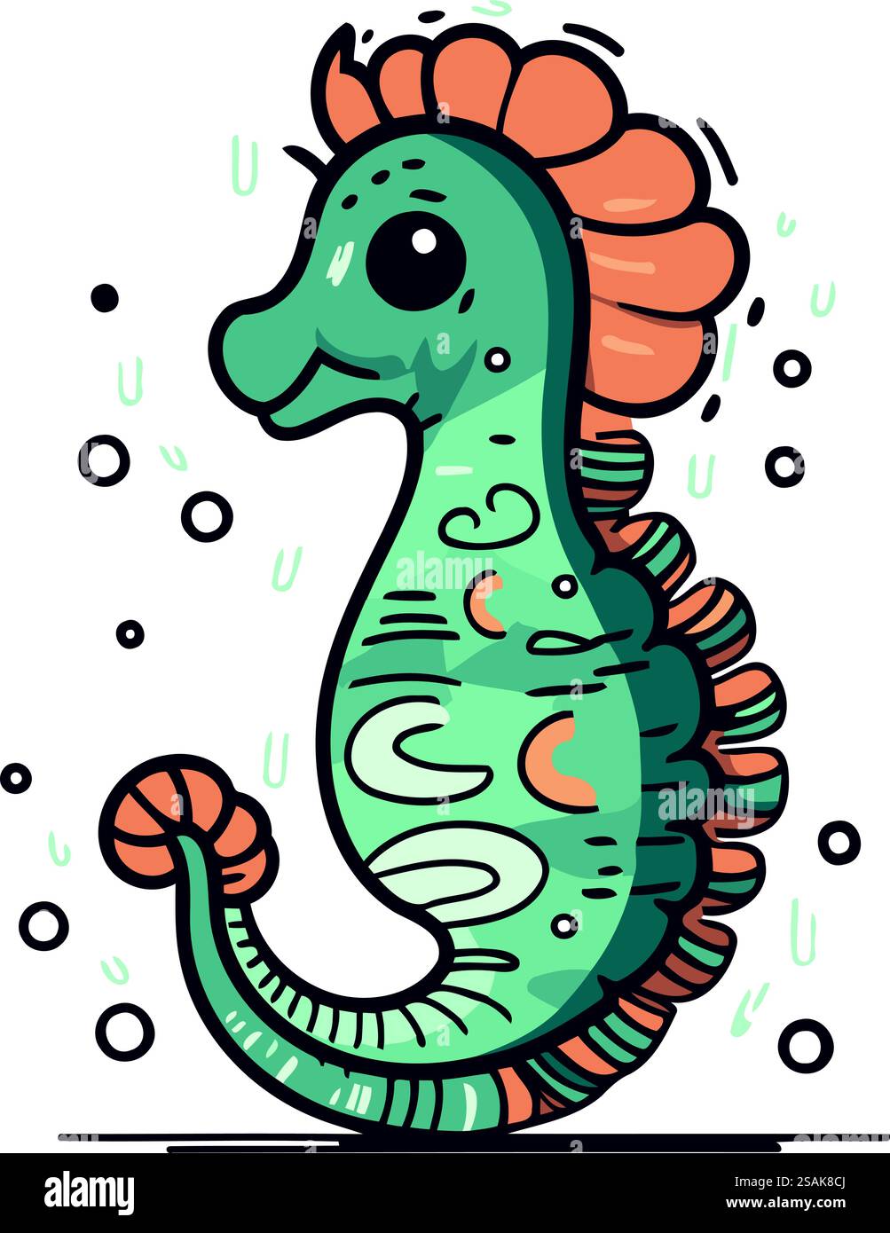 Cute cartoon seahorse. Sea animal. Vector illustration Stock Vector ...