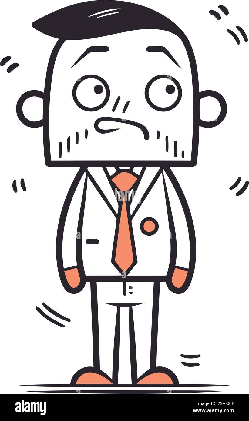Angry old man cartoon character. Vector illustration of sad old man ...