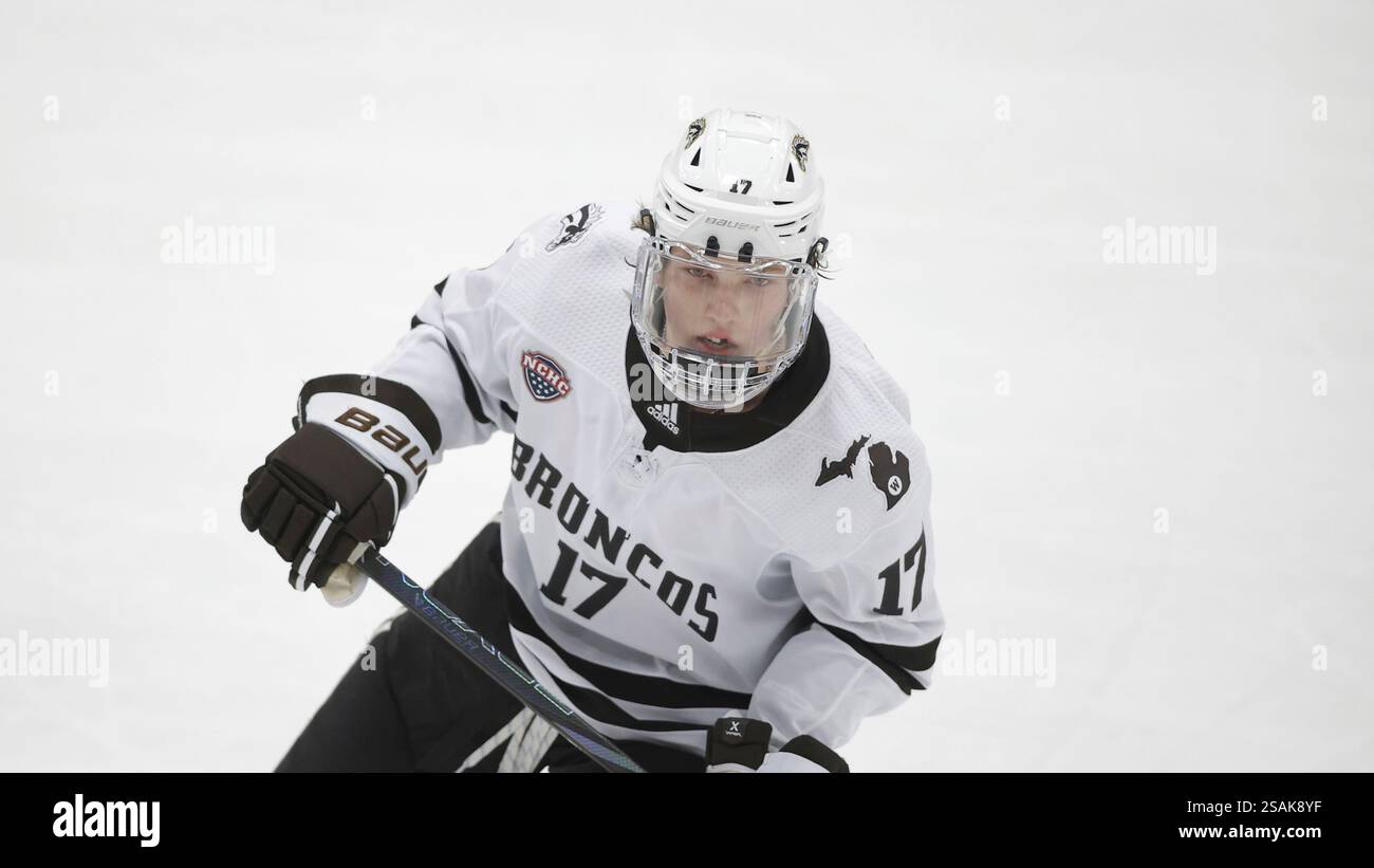 Western Michigan's Ty Henricks plays during an NCAA hockey game on ...
