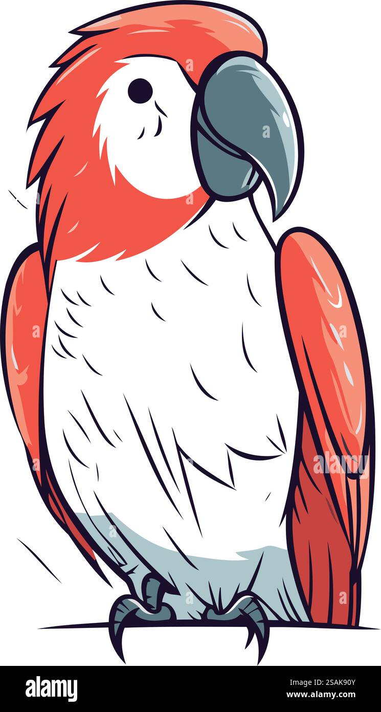 Parrot isolated on white background. Vector illustration in cartoon ...