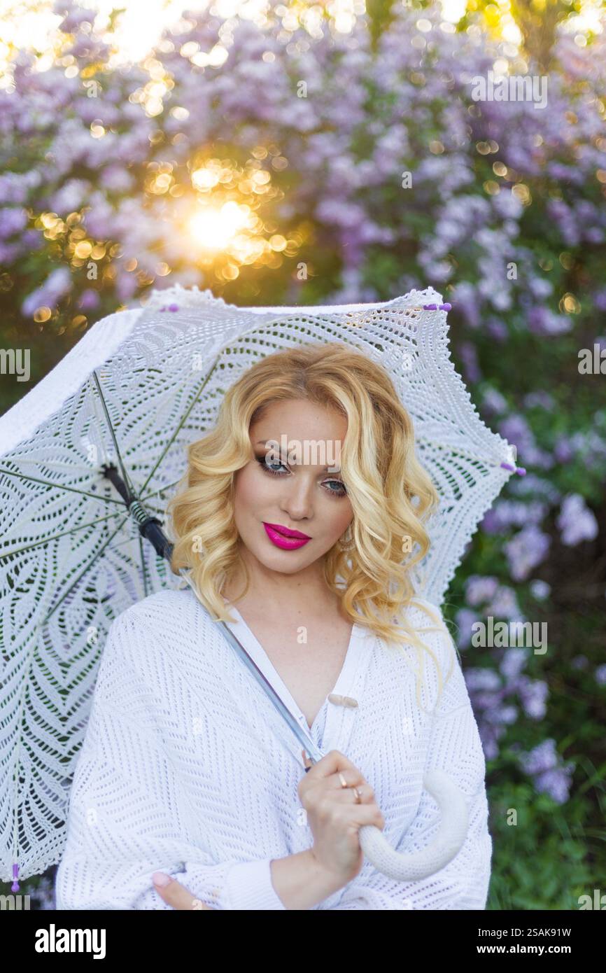 redhaired pretty pinup woman in vintage summer dress and classic ...