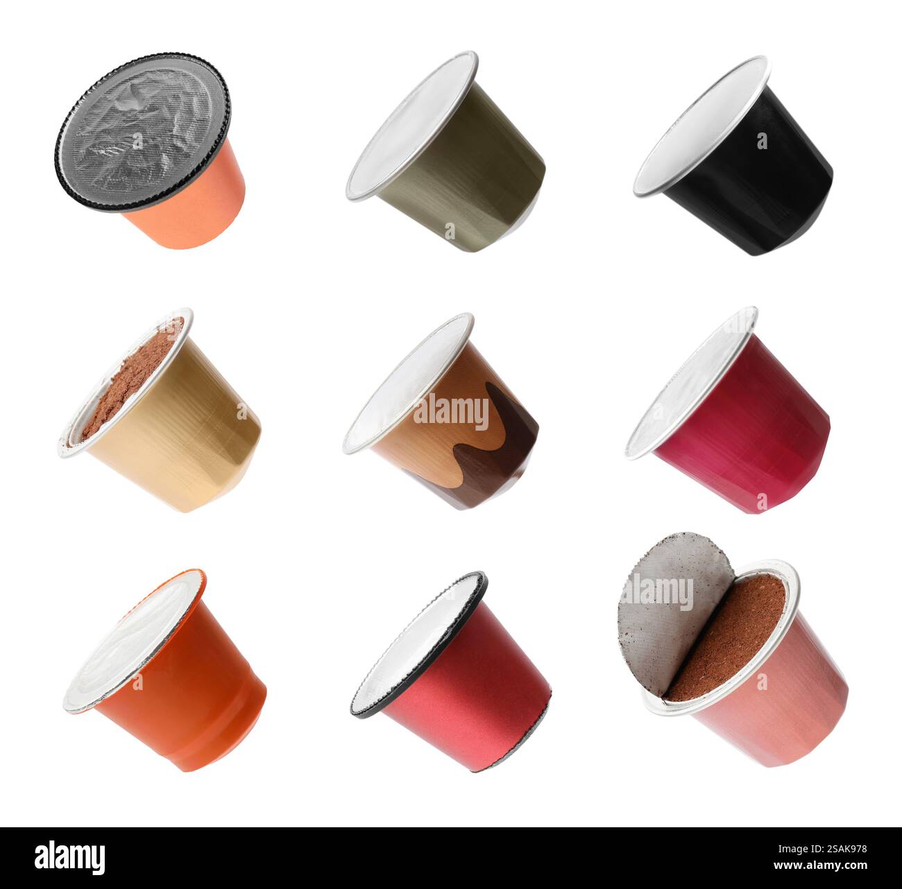 Many different coffee capsules isolated on white, set Stock Photo - Alamy