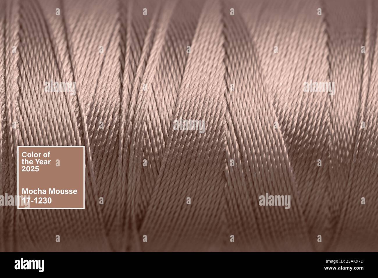 Mocha mousse - color of 2025 year. Sewing thread in brown shade ...