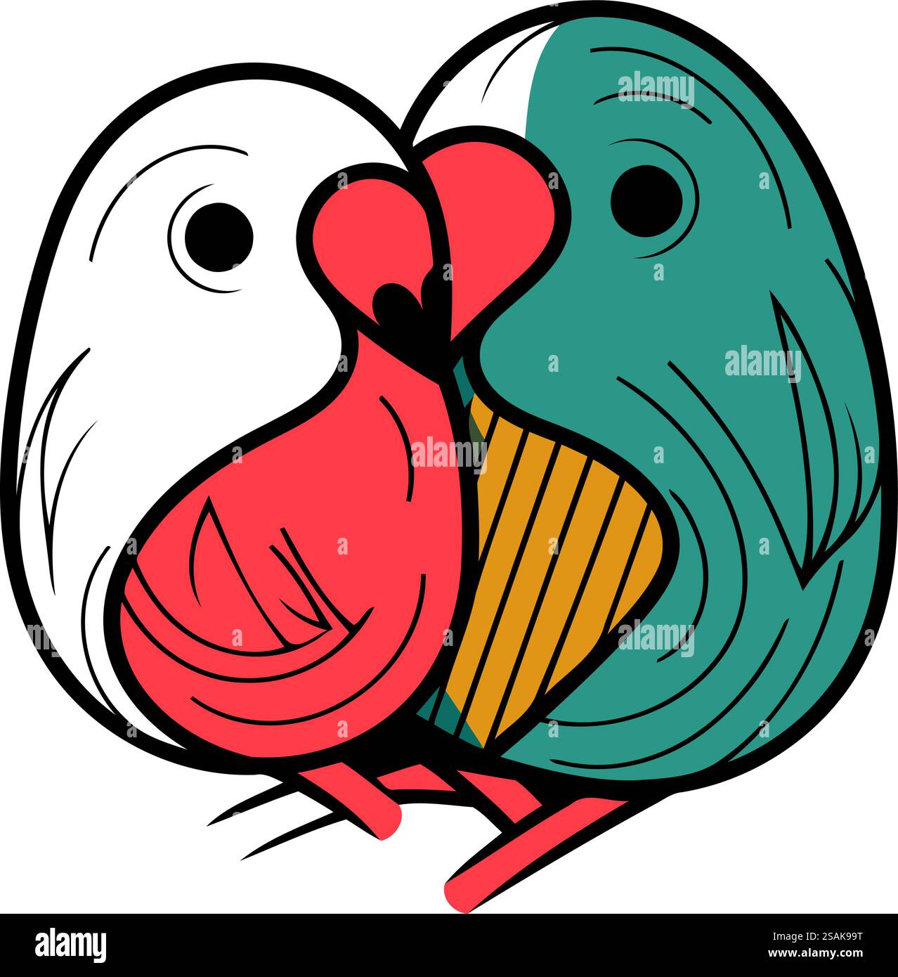 Illustration of a pair of cute cartoon parrots on a white background ...