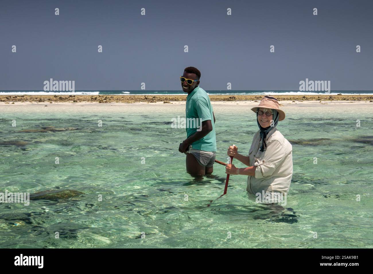 Africa Tanzania, Zanzibar, East Coast, reef walk at low tide, local ...