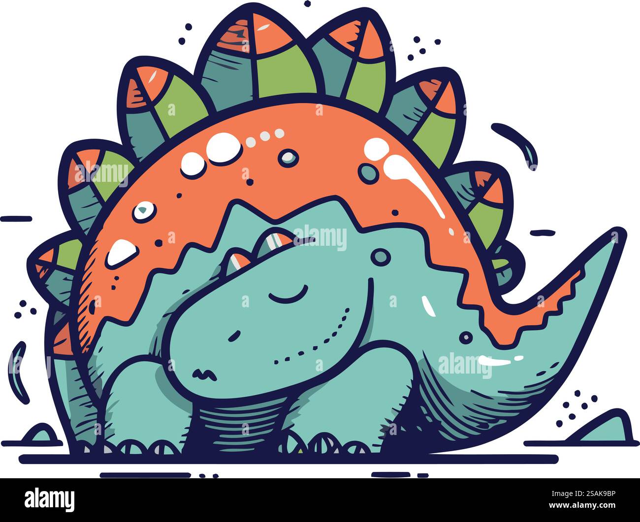 Dinosaur doodle vector illustration. Cute cartoon dinosaur Stock Vector ...