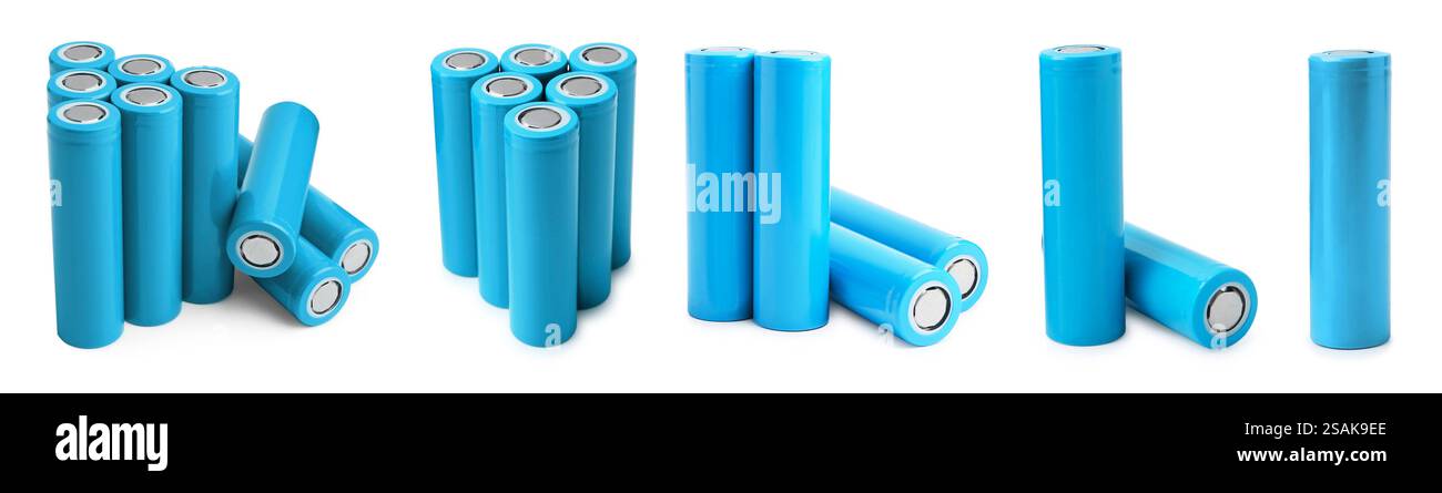 Light blue AA alkaline batteries isolated on white, set Stock Photo - Alamy